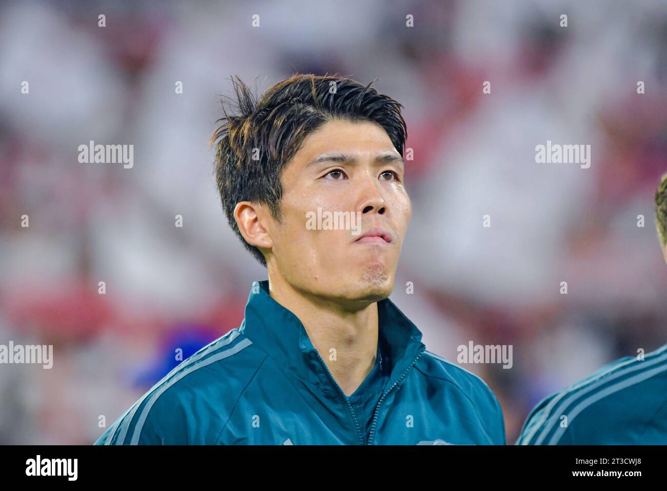 Takehiro Tomiyasu before the UEFA Champions League match Sevilla vs Arsenal at Ramon Sanchez ...