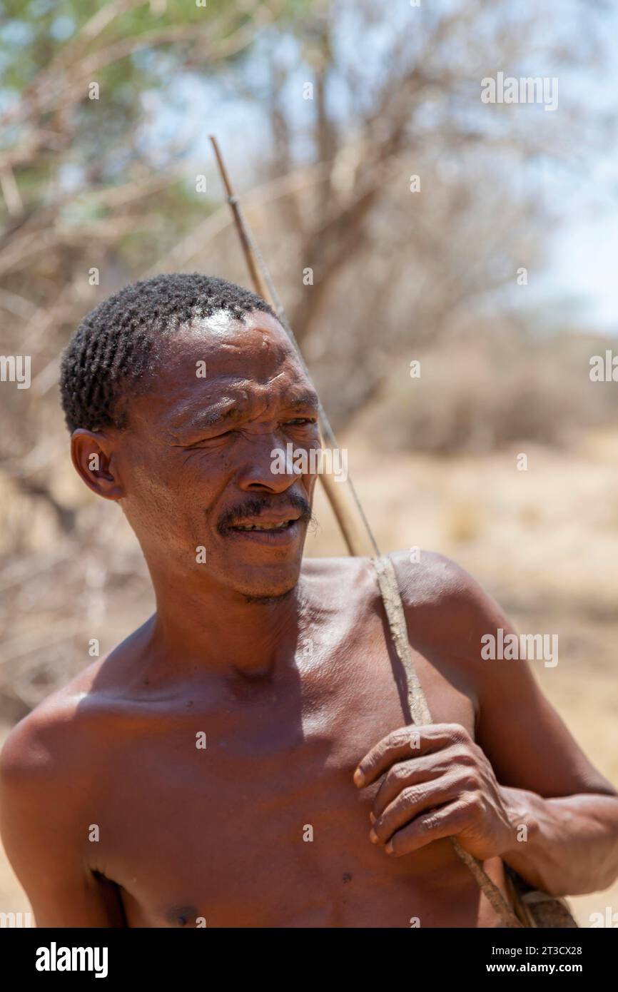 San man on a bush walk, Living Museum of the San, Erongo Mountains ...