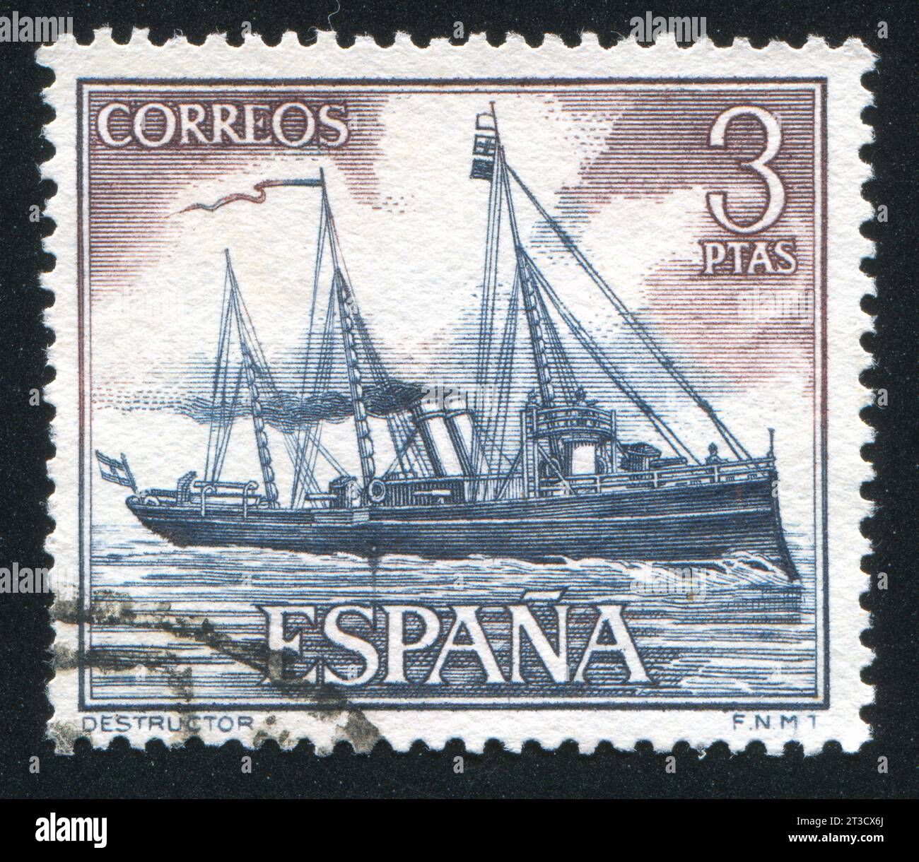 SPAIN - CIRCA 1964: stamp printed by Spain, shows Destroyer, circa 1964 ...