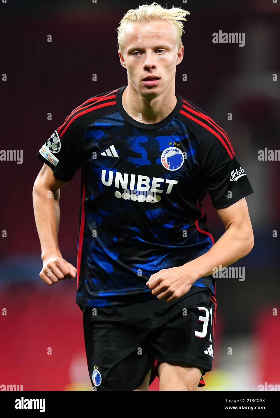 FC Copenhagen's Oscar Hojlund warms down after the UEFA Champions ...