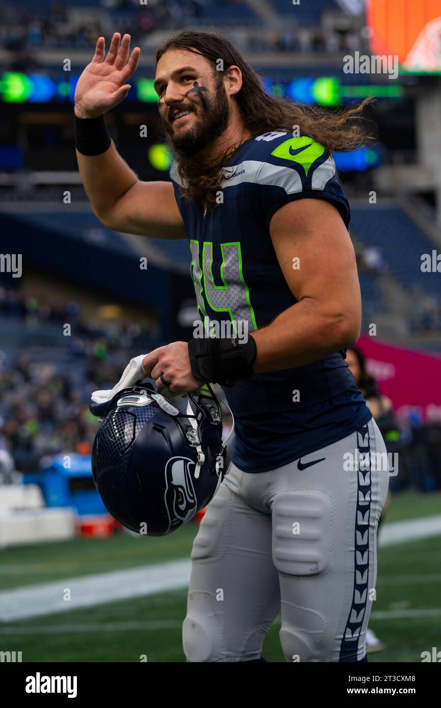 Seattle Seahawks tight end Colby Parkinson (84) walks off the field ...