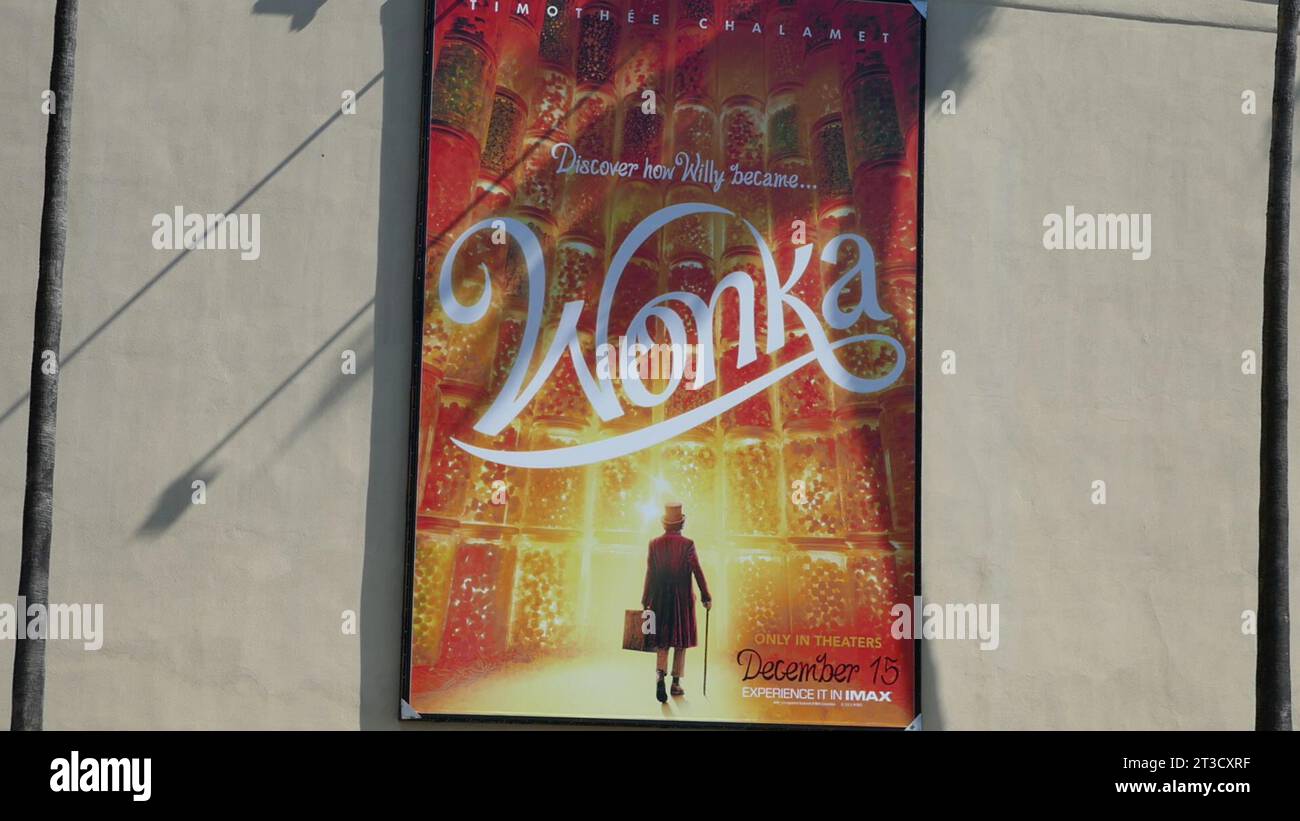 Burbank, California, USA 20th October 2023 Wonka Billboard at Warner Bros. Studios on October 20 ...