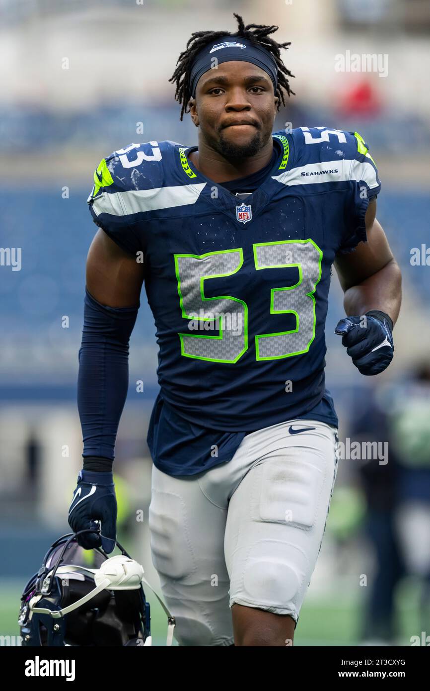 Seattle Seahawks linebacker Boye Mafe (53) walks off the field after an ...
