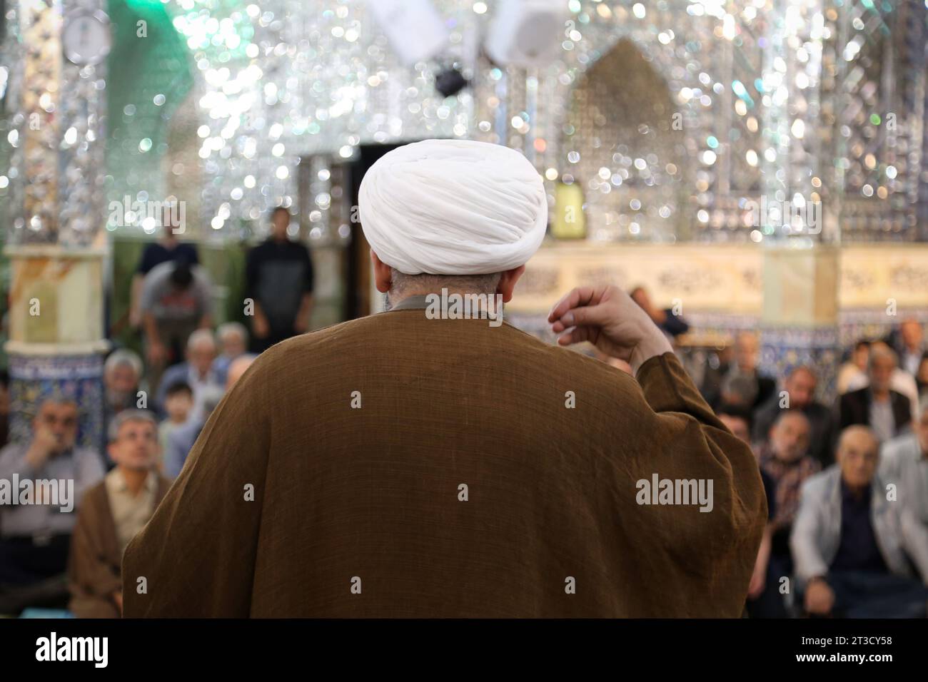 Tehran, Iran. 24th Oct, 2023. An Iranian cleric gives a speech of ...