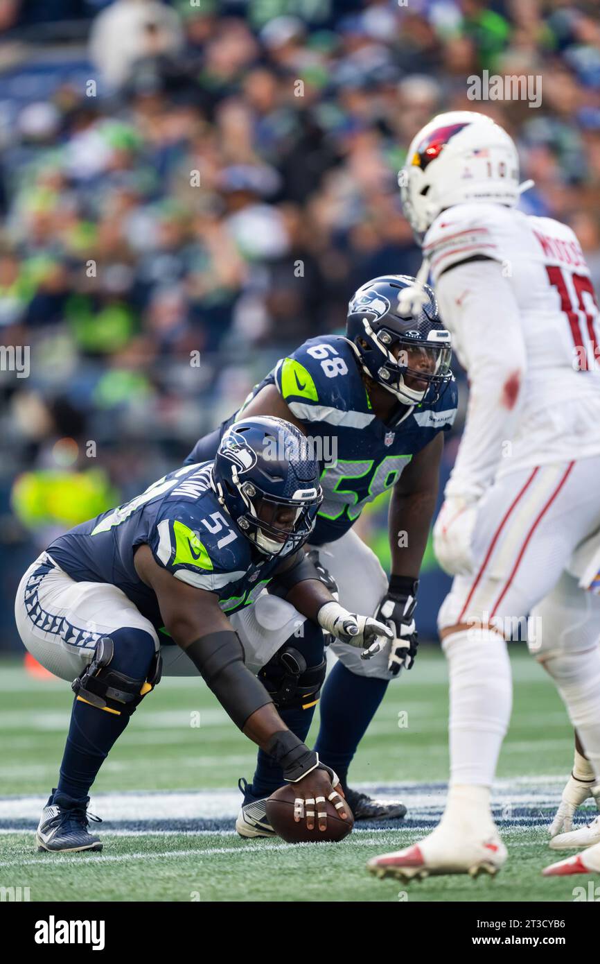 Seattle Seahawks center Olu Oluwatimi (51) and guard Damien Lewis (68 ...