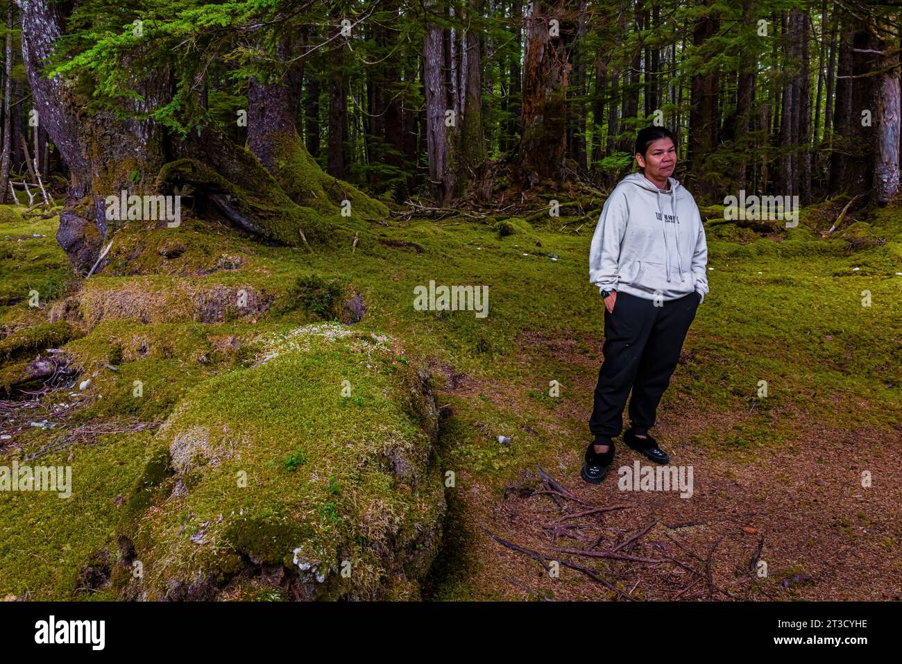 Watchman named Grace giving tour at the ancient Haida village of T ...