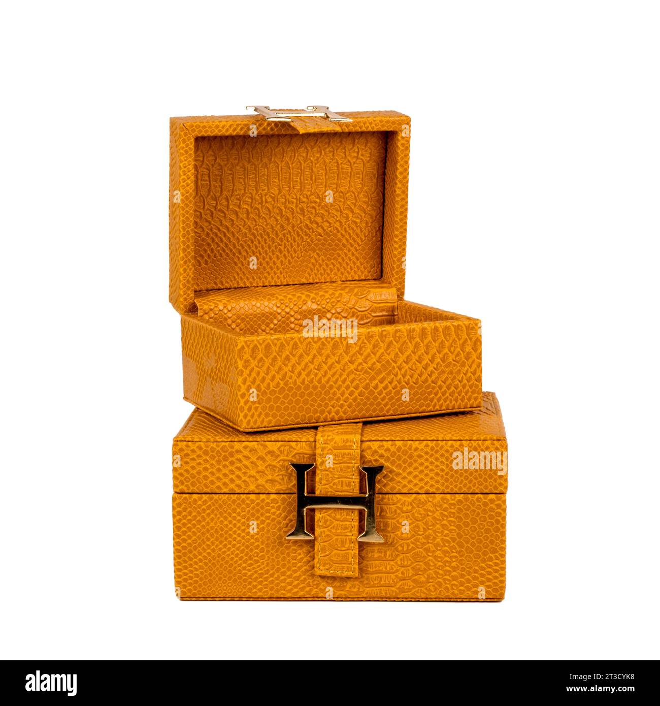 luxury decorative boxes hand made of snake skin leather isolated Stock ...