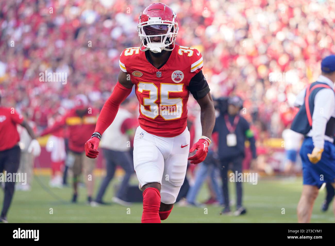 Kansas City Chiefs cornerback Jaylen Watson is introduced prior to an ...