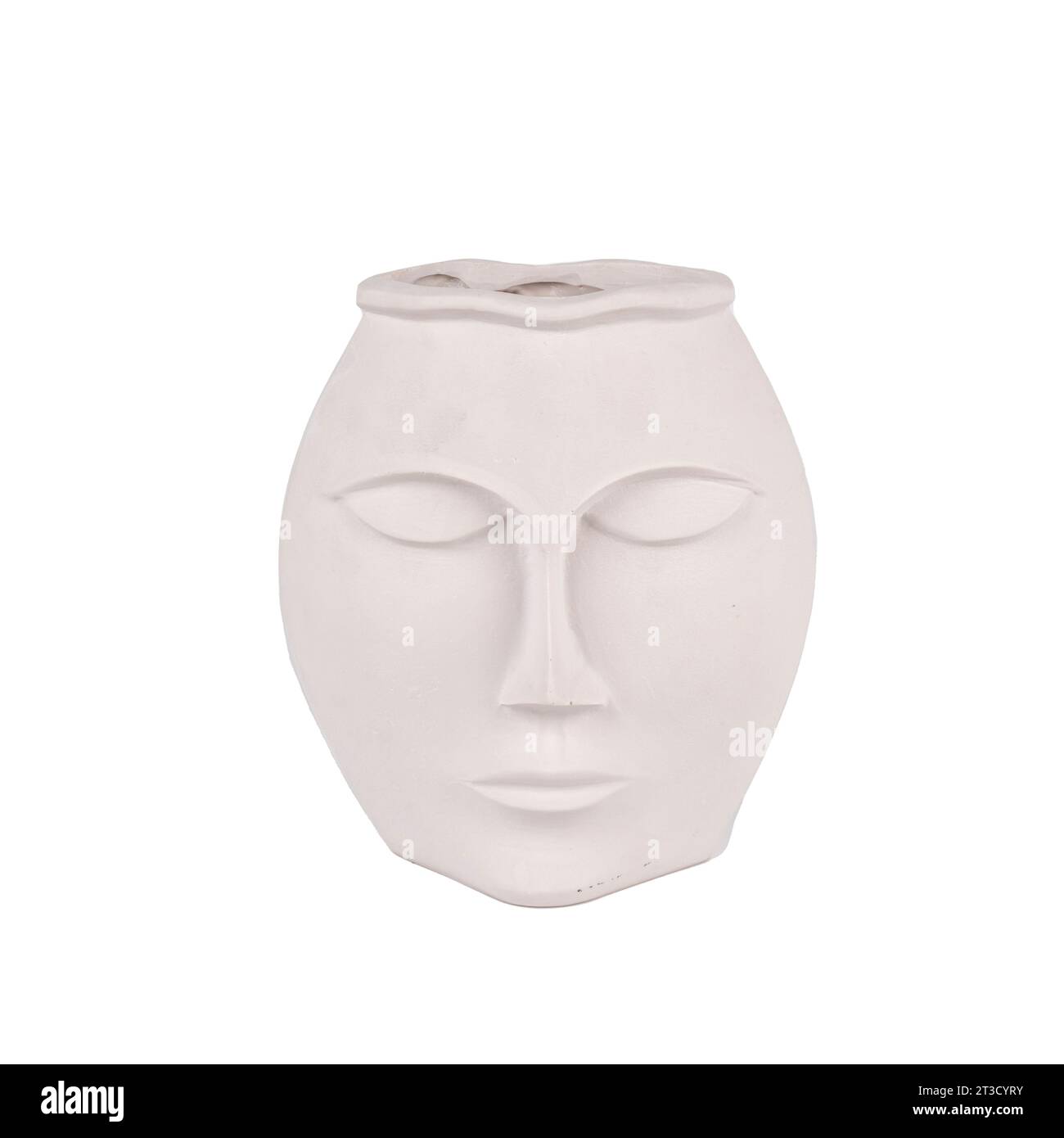 decorative ceramic human face figured vase isolated on white Stock ...