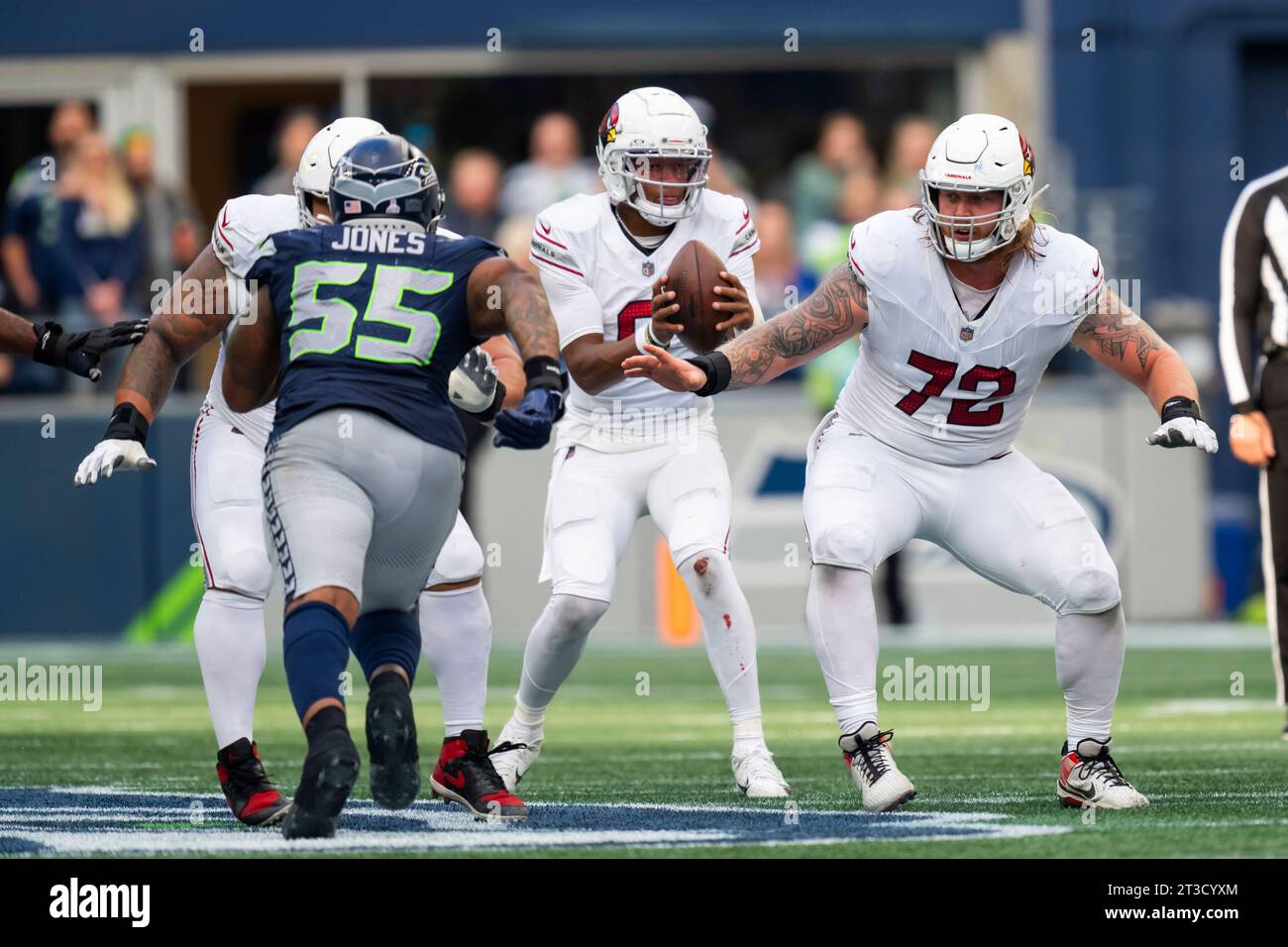 Arizona Cardinals guard Hjalte Froholdt (72) gets set to block during ...