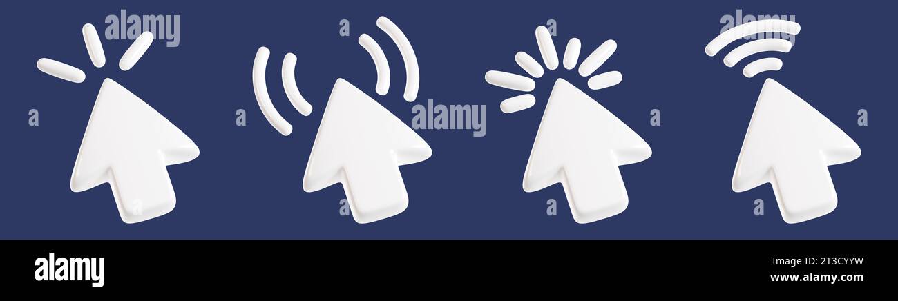 White cursor arrow with different mouse click effect Stock Photo - Alamy
