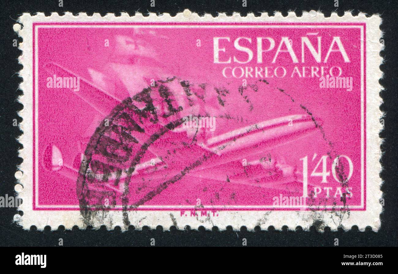 SPAIN - CIRCA 1955: stamp printed by Spain, shows plane and ship, circa ...