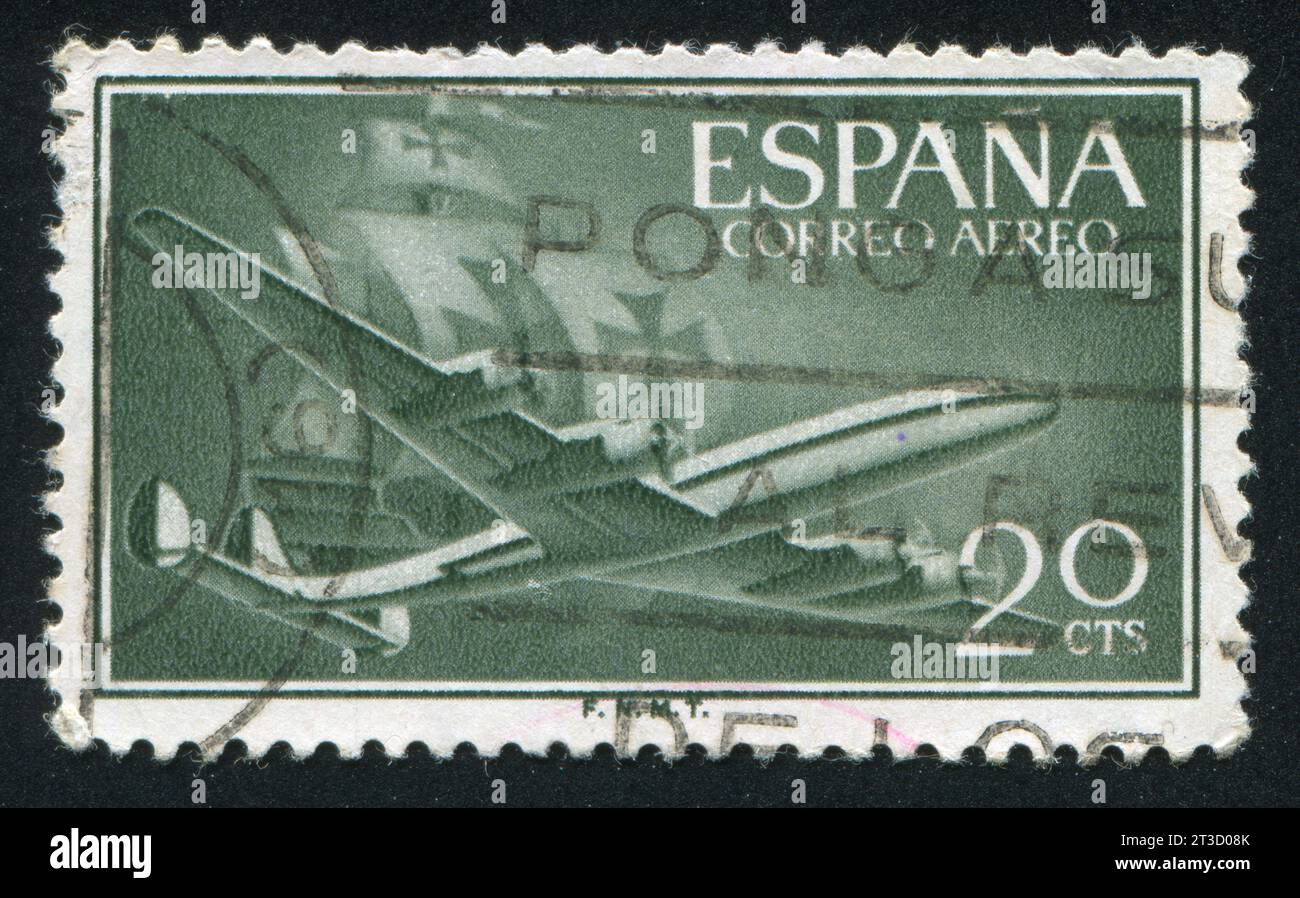 SPAIN - CIRCA 1955: stamp printed by Spain, shows plane and ship, circa ...