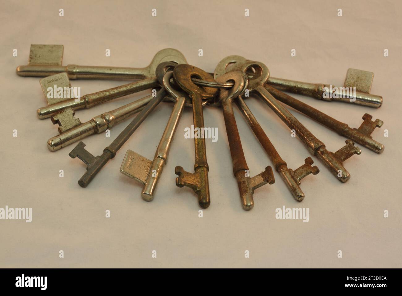A collection of antique skeleton keys with neutral background Stock Photo - Alamy