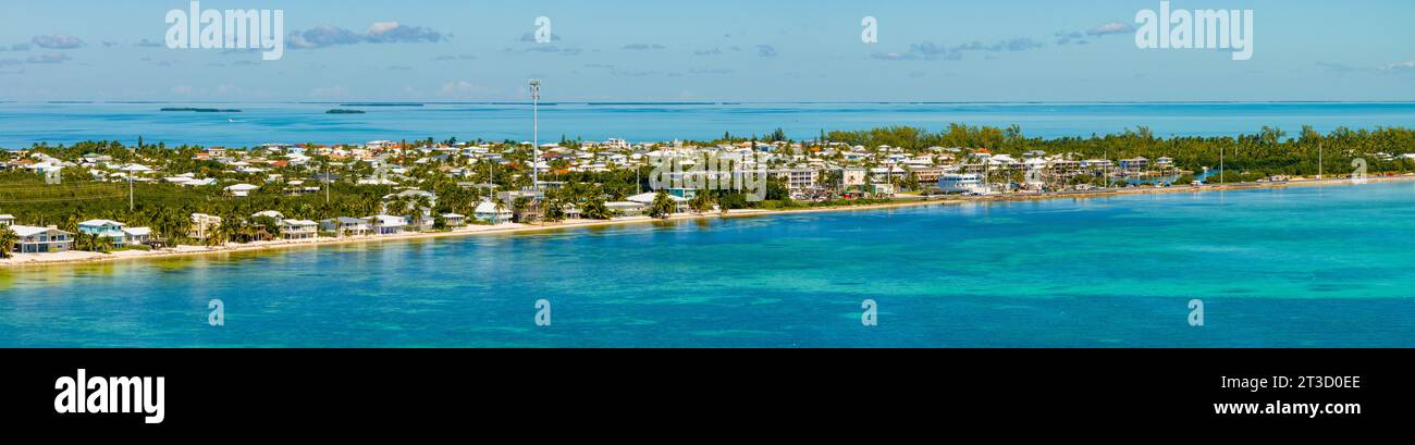 Aerial panorama Florida Keys waterfront luxury homes and vacation ...