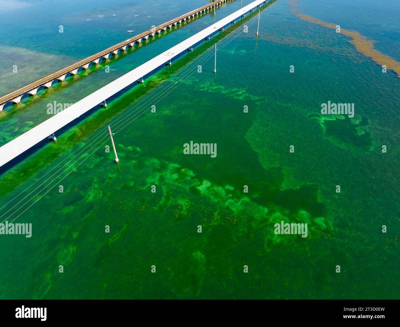 Aerial photo reef water near the Seven Mile Bridge Florida Keys Stock ...