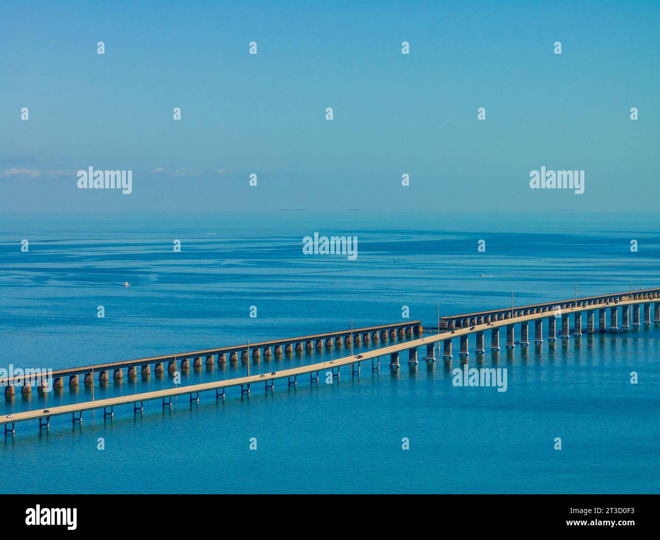 Aerial telephoto Florida Keys Seven Mile Bridge old and new Stock Photo ...
