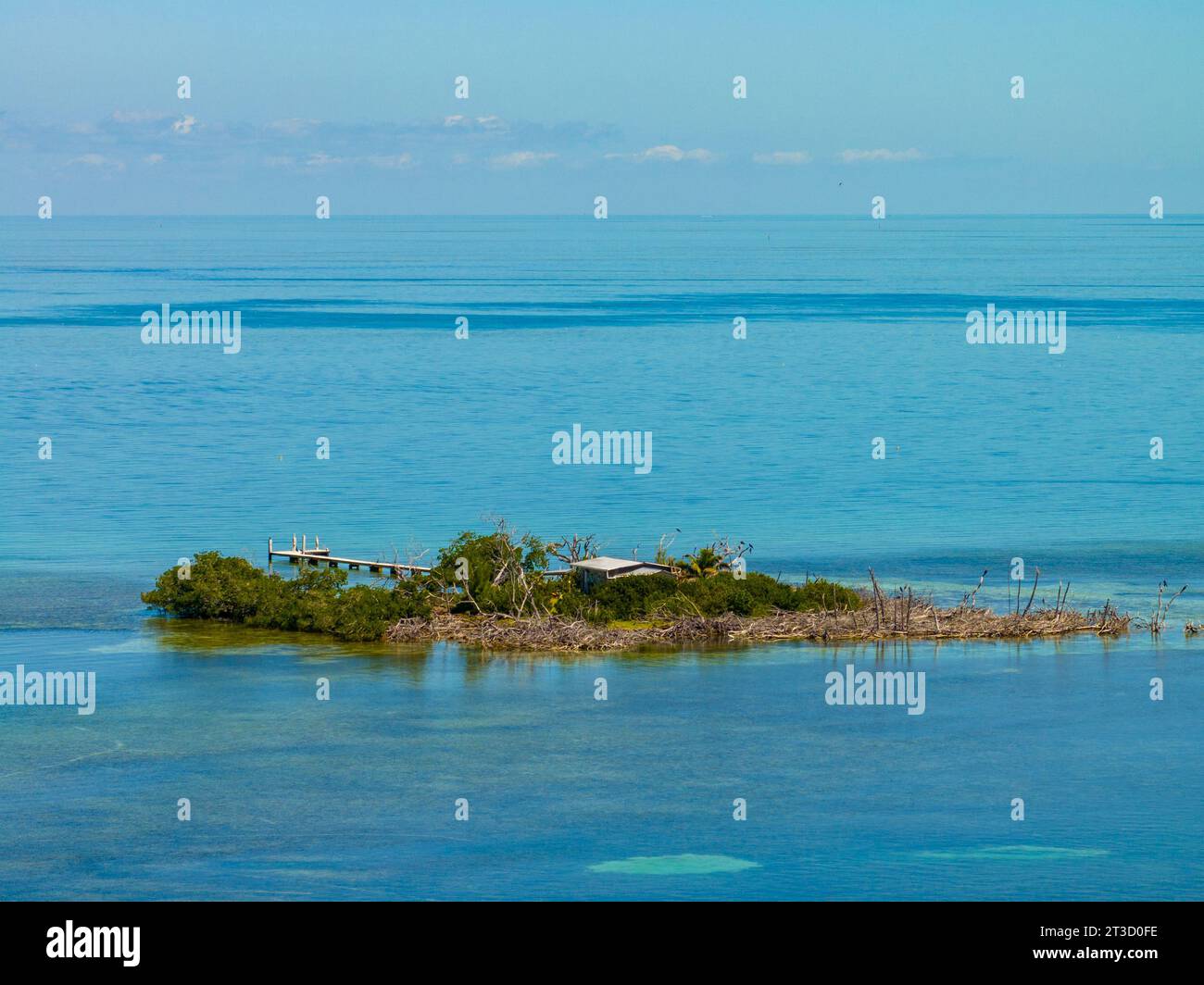Aerial closeup photo private house on a secluded island in the Florida ...