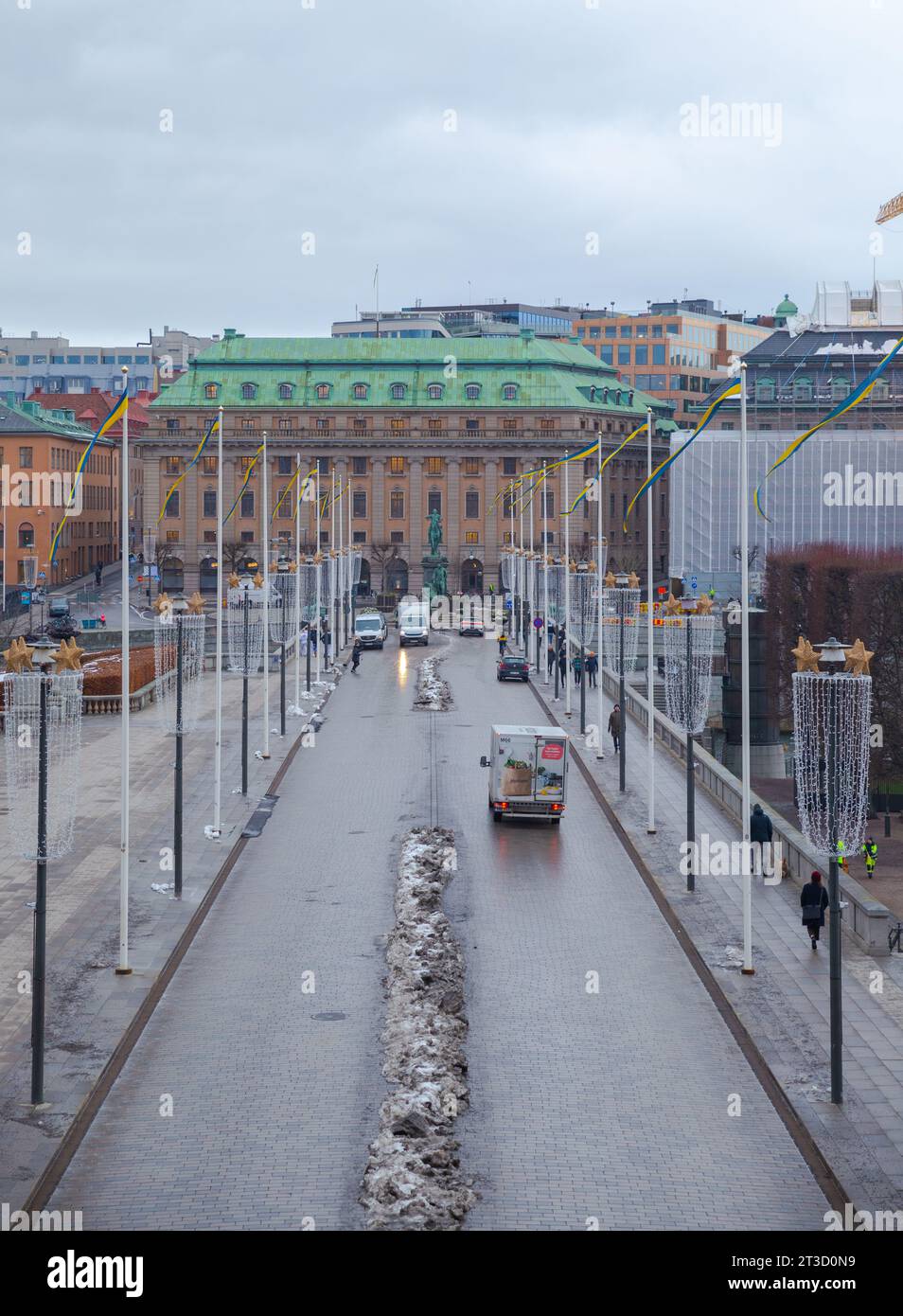 Norrbro street aerial view in winter in Stockholm Stock Photo - Alamy