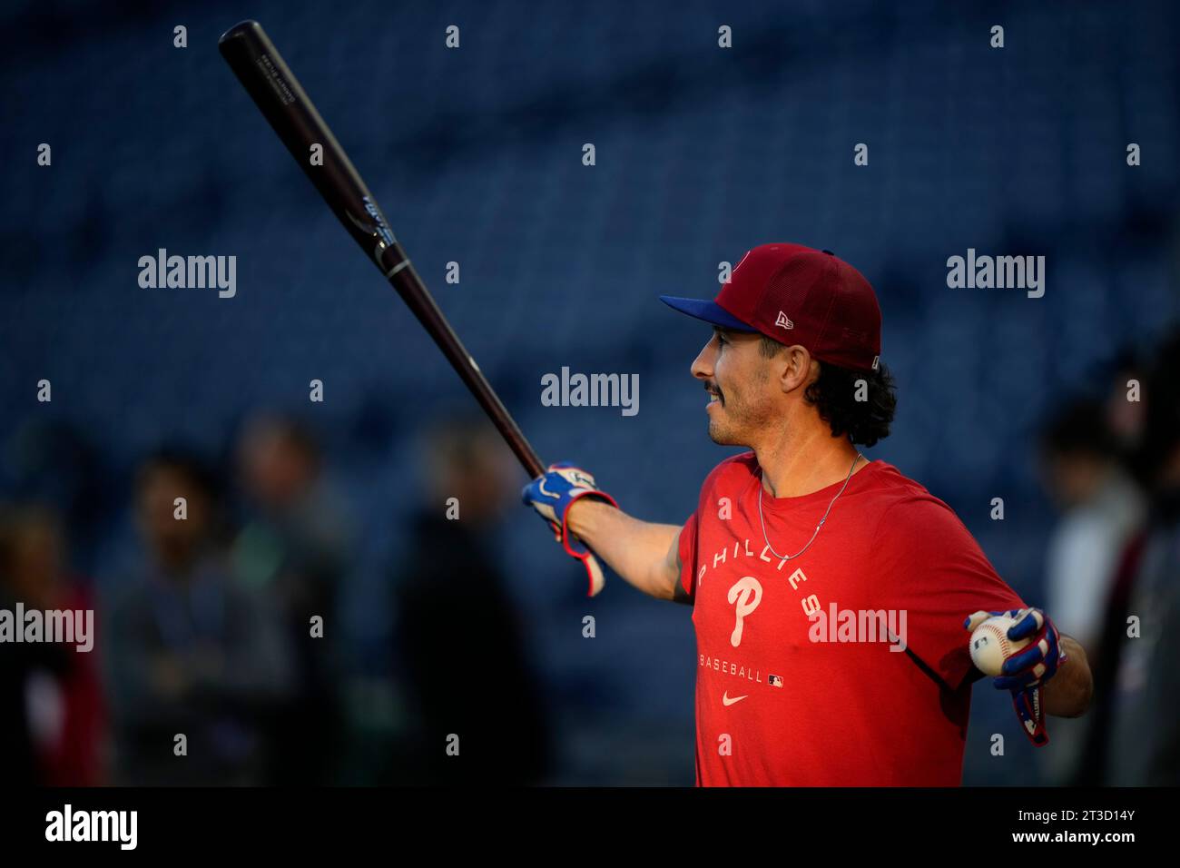 Philadelphia Phillies catcher Garrett Stubbs warms up during batting ...