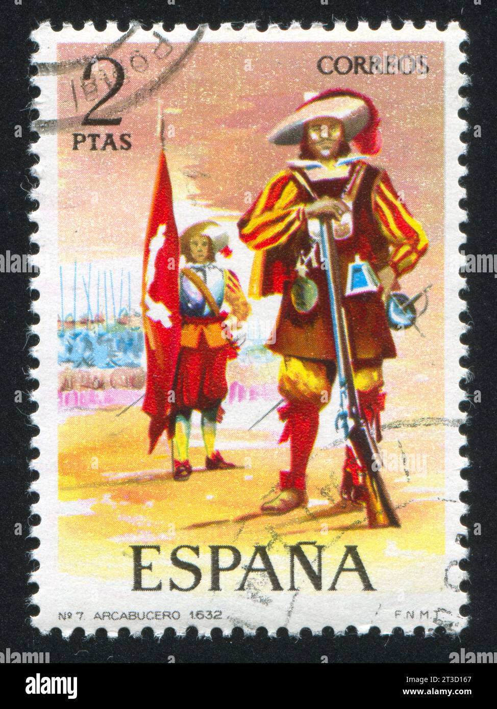 SPAIN - CIRCA 1973: stamp printed by Spain, shows soldier ...