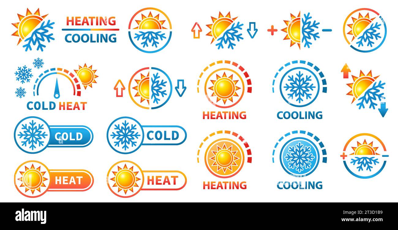 Hot and cold, heating, cooling temperature regulation, sun and ... Hot and cold, heating, cooling temperature regulation, sun and ...