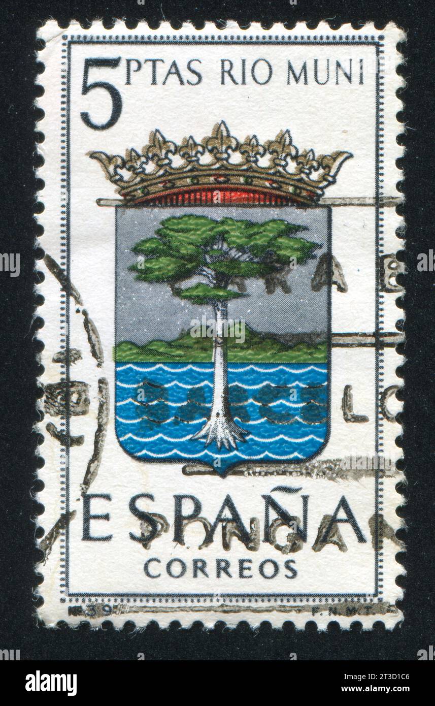 SPAIN - CIRCA 1965: stamp printed by Spain, shows Provincial Arms, Rio ...