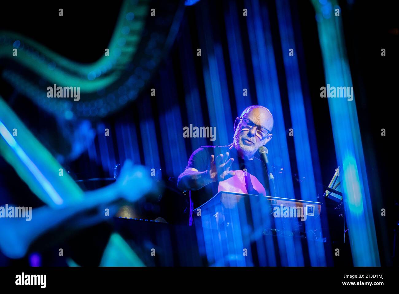 Berlin, Germany. 24th Oct, 2023. Brian Eno performs with the Baltic Sea ...