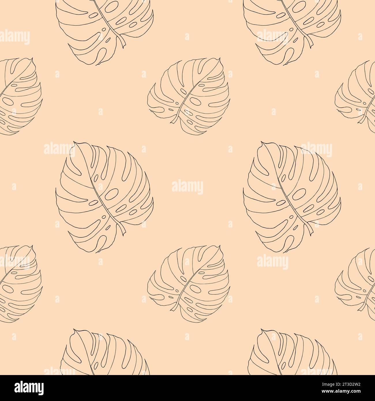 Seamless pattern with monstera leaves. Vector hand drawn print for ...