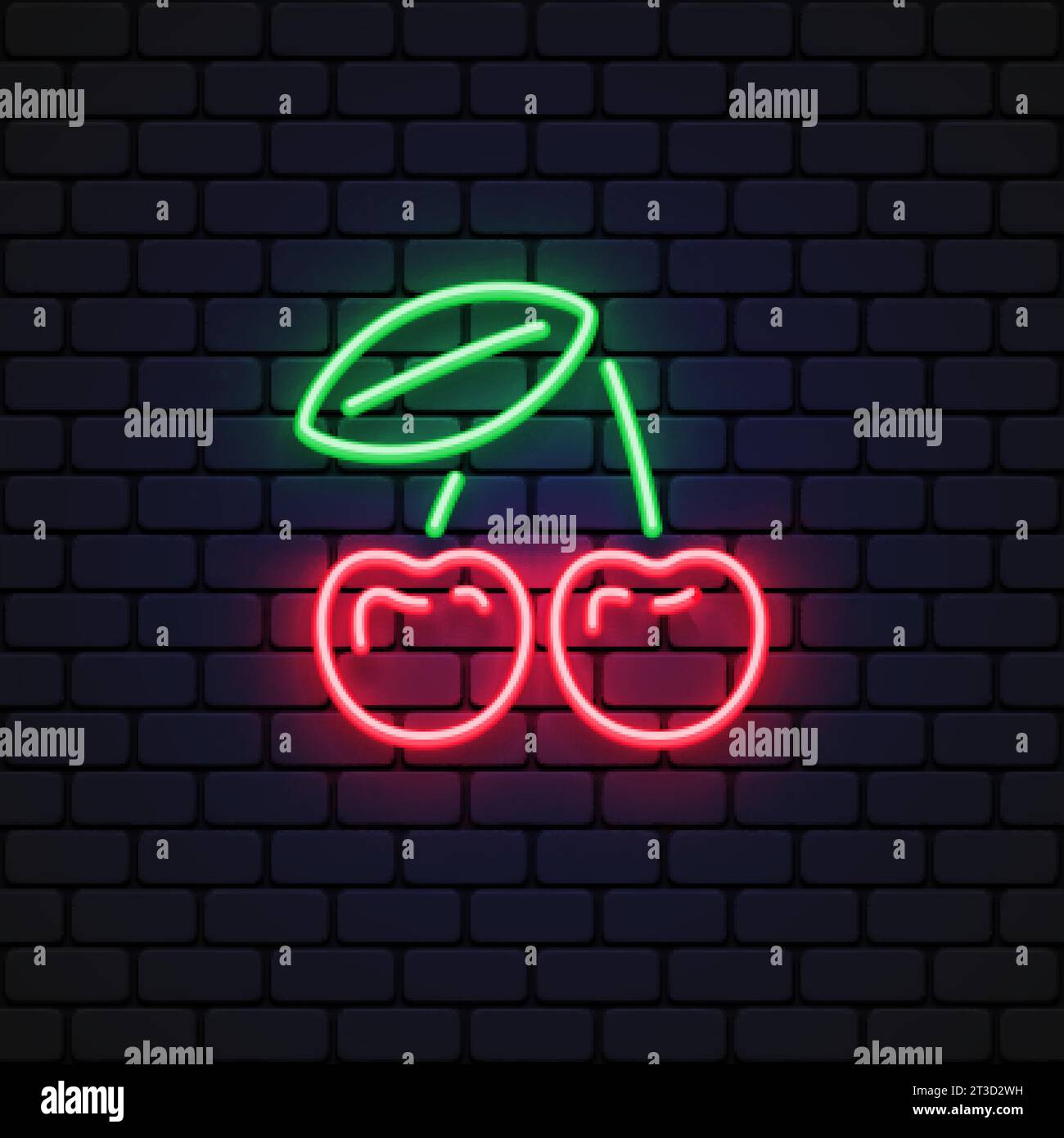 Cherry icon neon for game background design. Vector illustration Stock ...