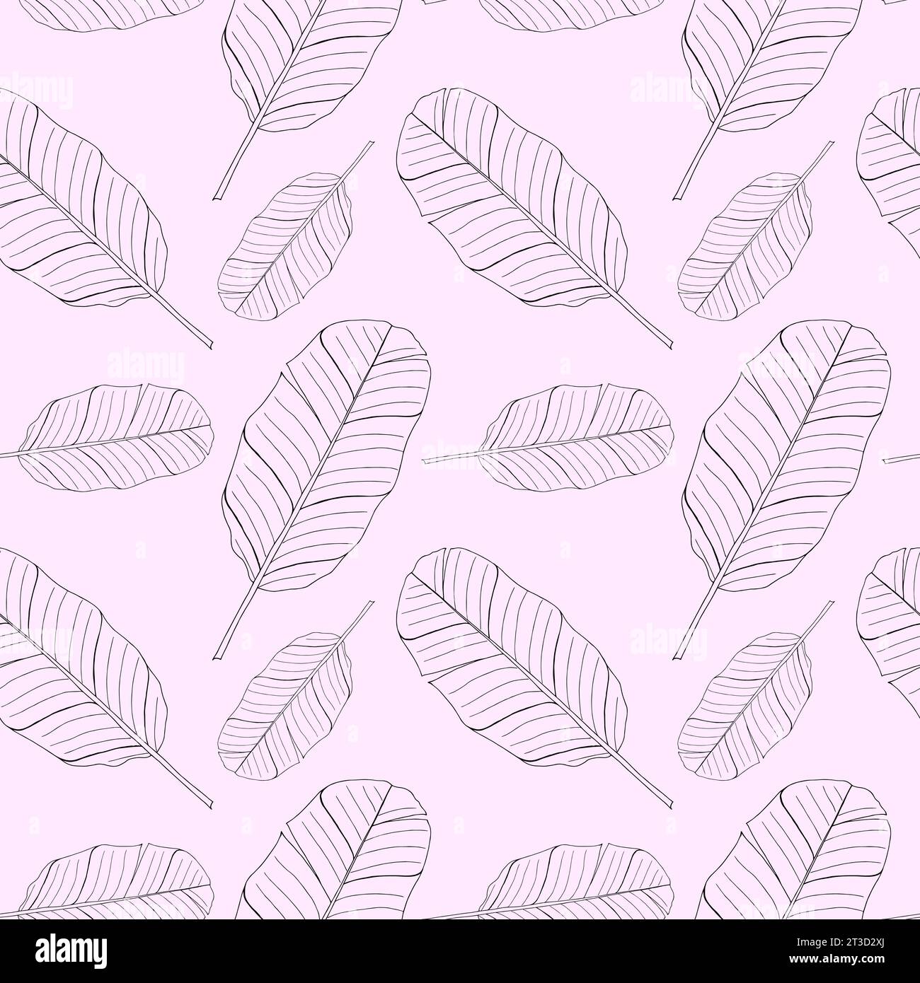 Seamless pattern with banana palm leaves. Vector hand drawn print for ...