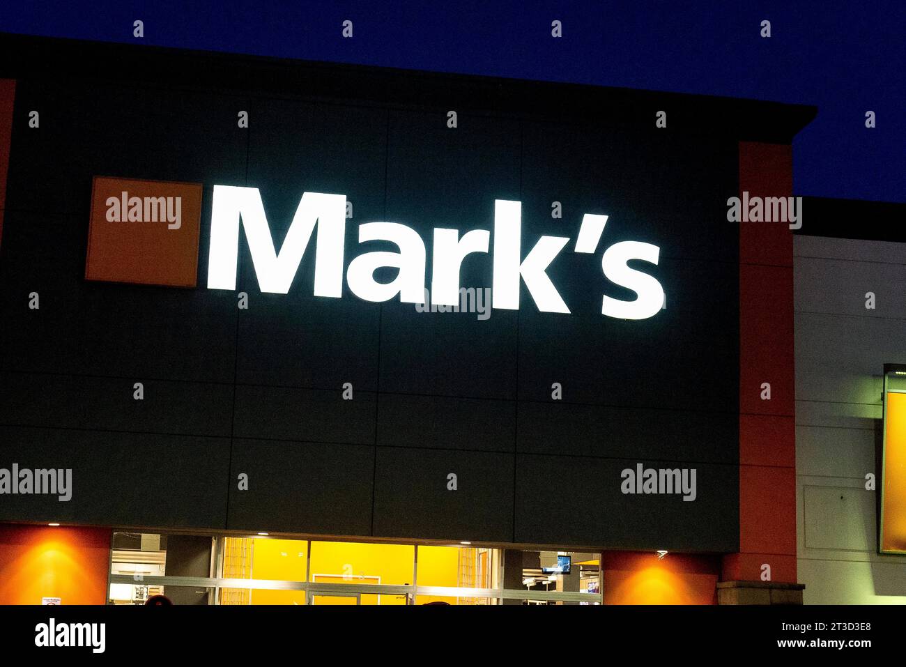 Toronto, ON, Canada - August, 2023: View at the logo sign of Mark’s ...