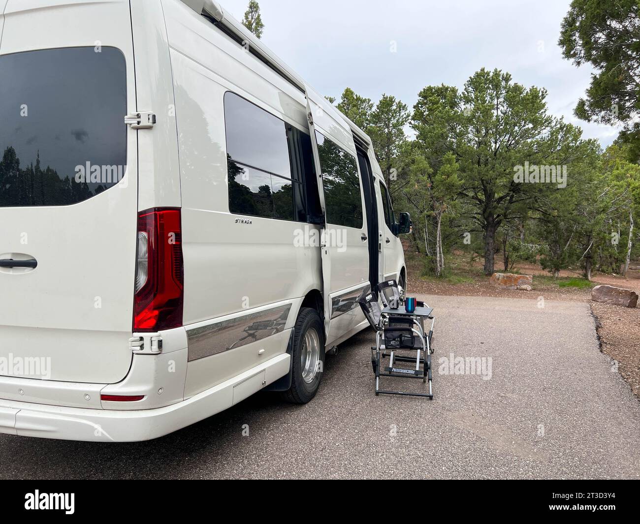 Vernal, UT USA - June 6, 2023: A van camping at Steinaker Lake State ...