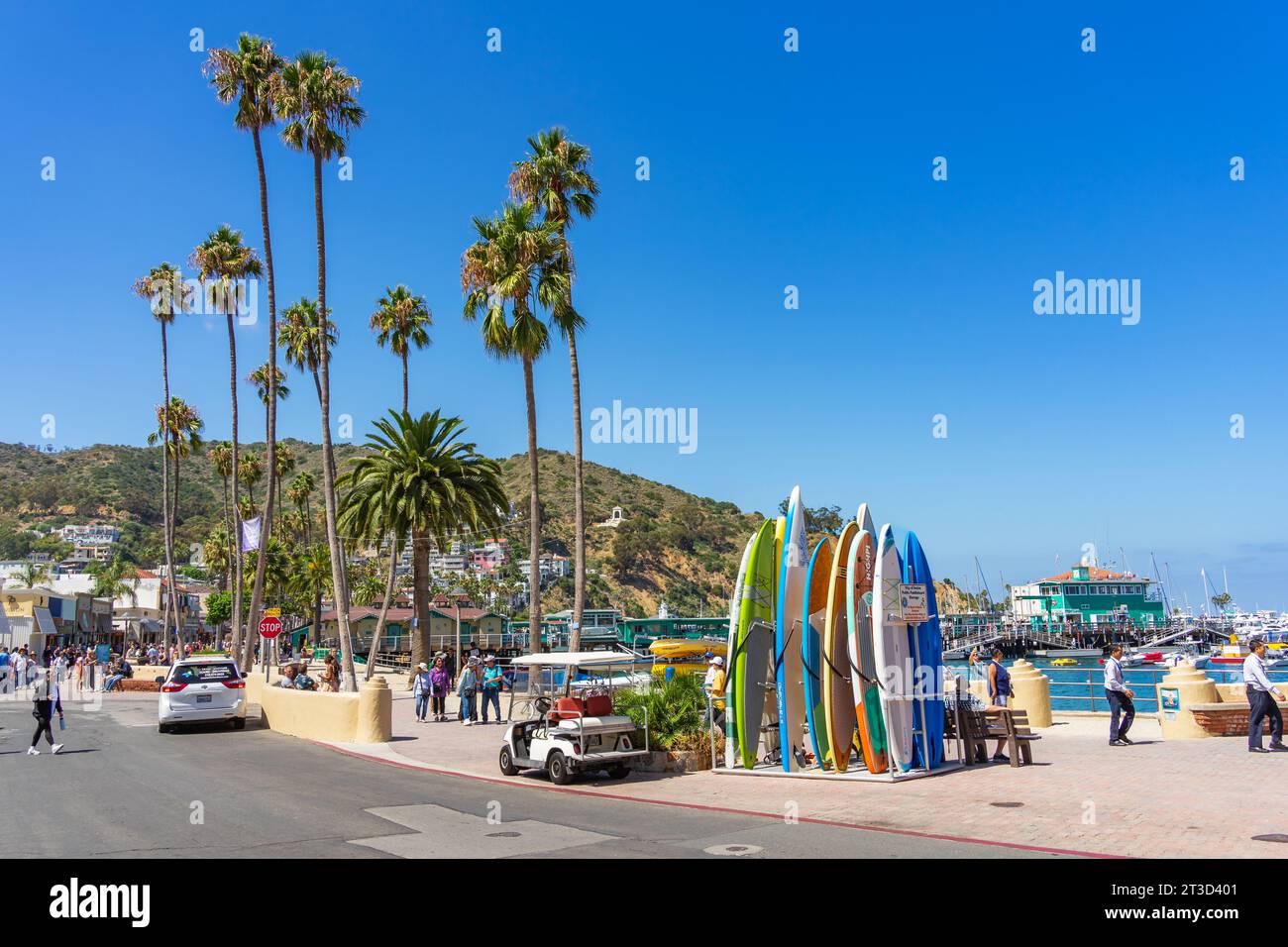 Avalon, CA, USA - September 13, 2023: Waterfront view from Crescent Ave ...