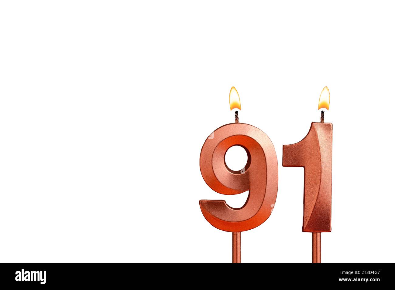 Birthday candle number 91 on white background Stock Photo - Alamy