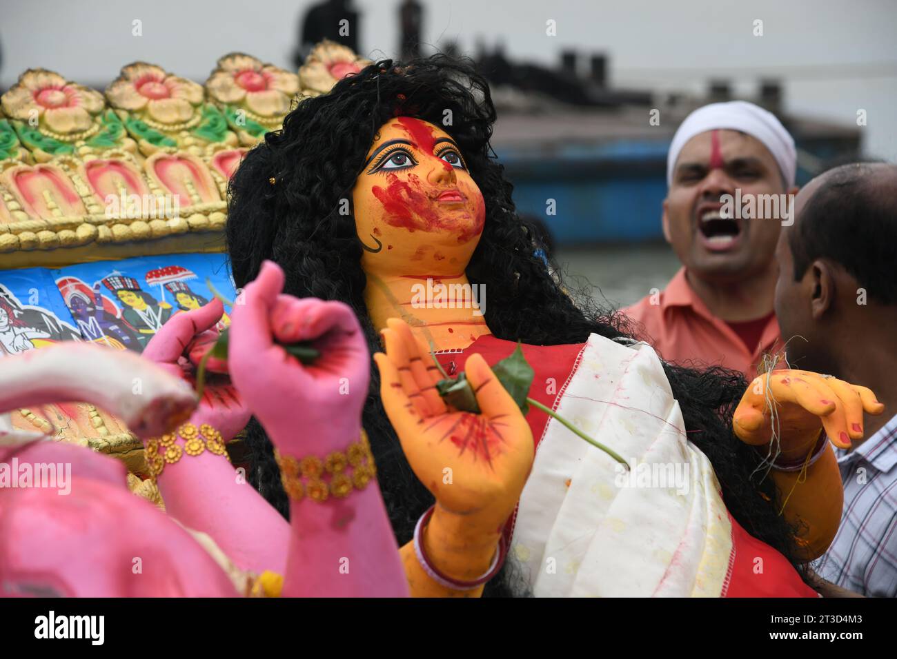 India, India. 24th Oct, 2023. Durga idol immersion ceremony or Visarjan ...