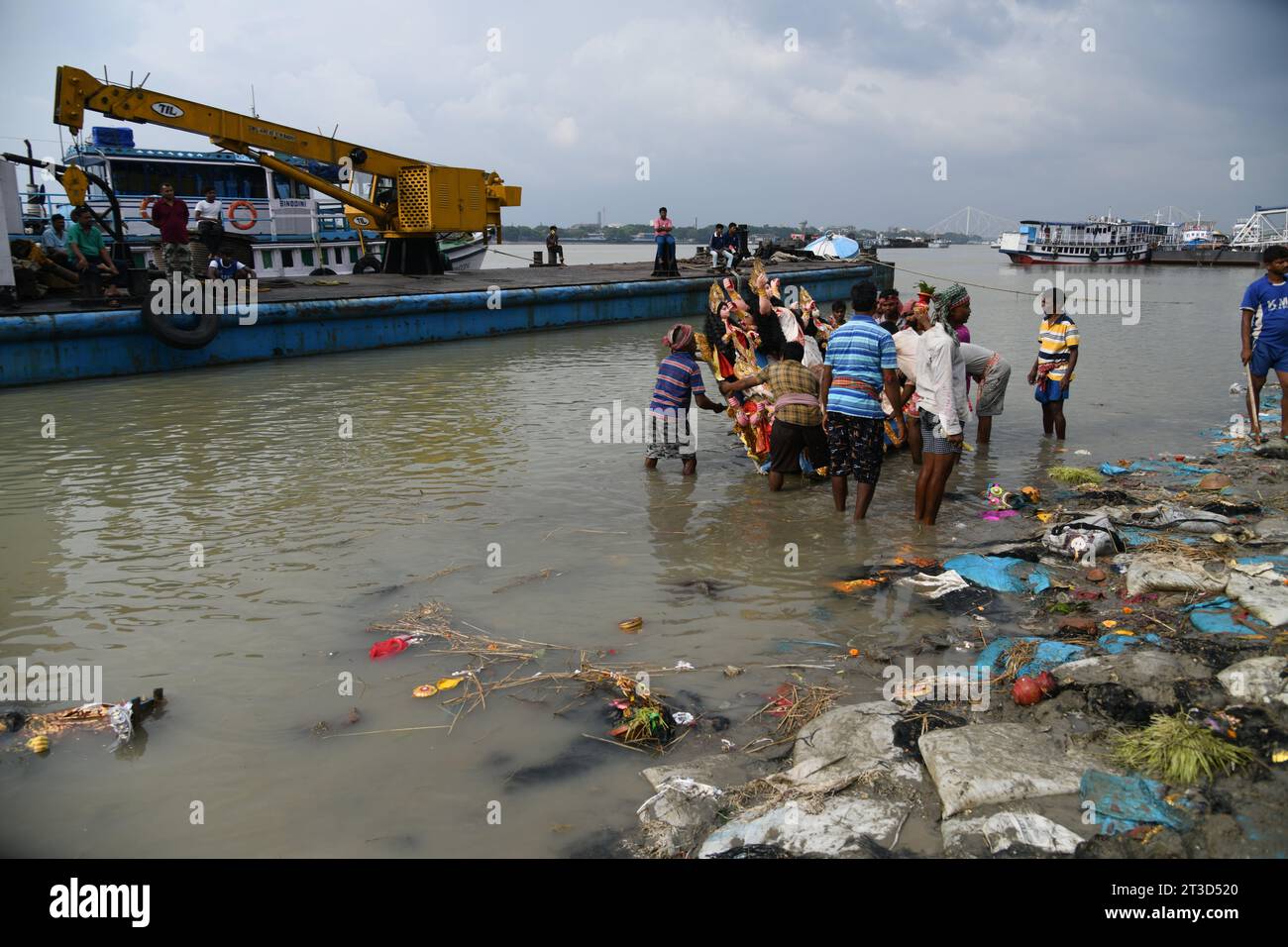 India, West Bengal, India. 24th Oct, 2023. Durga idol immersion ...
