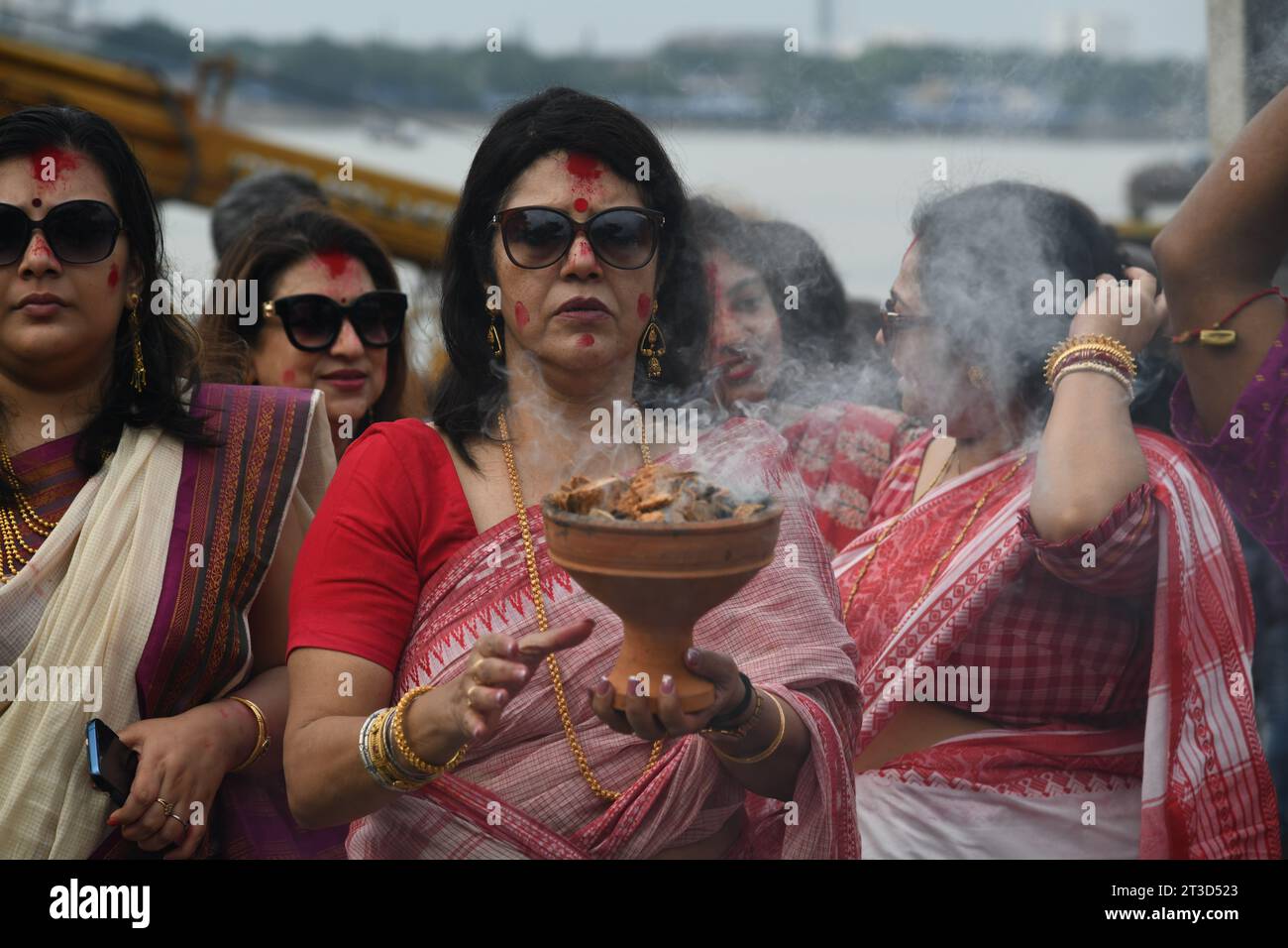 India, West Bengal, India. 24th Oct, 2023. Durga idol immersion ...