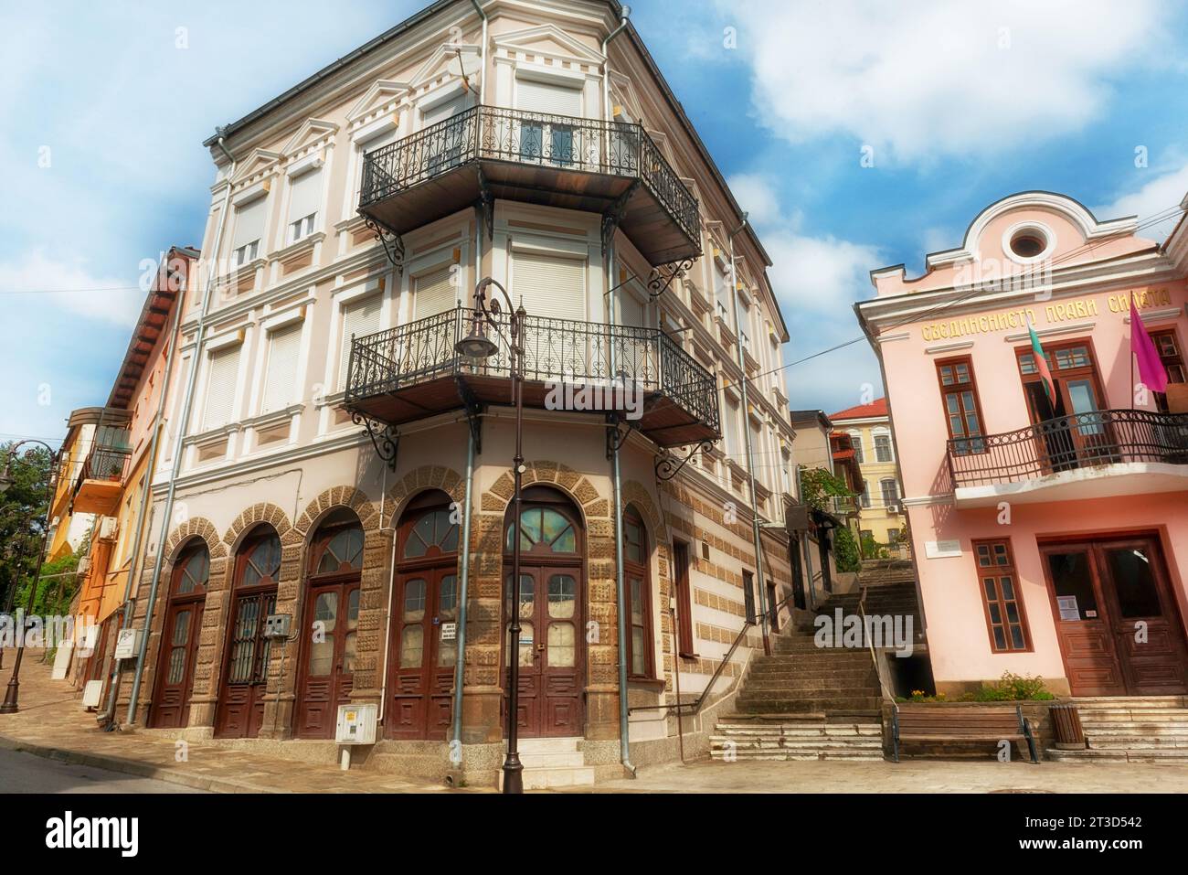 Traditional Bulgarian architecture of Veliko Tarnovo, located on the ...