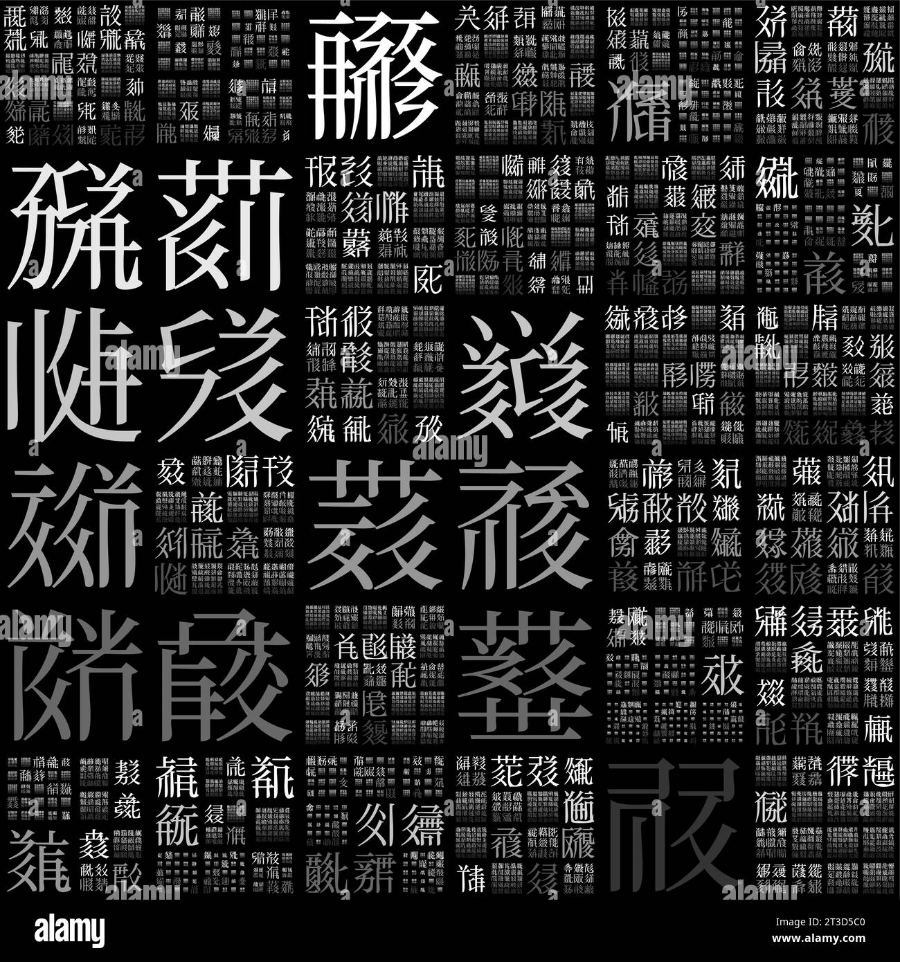 Abstract Matrix Background Design Using Random Characters Of Old Tangut Alphabet Gradiented