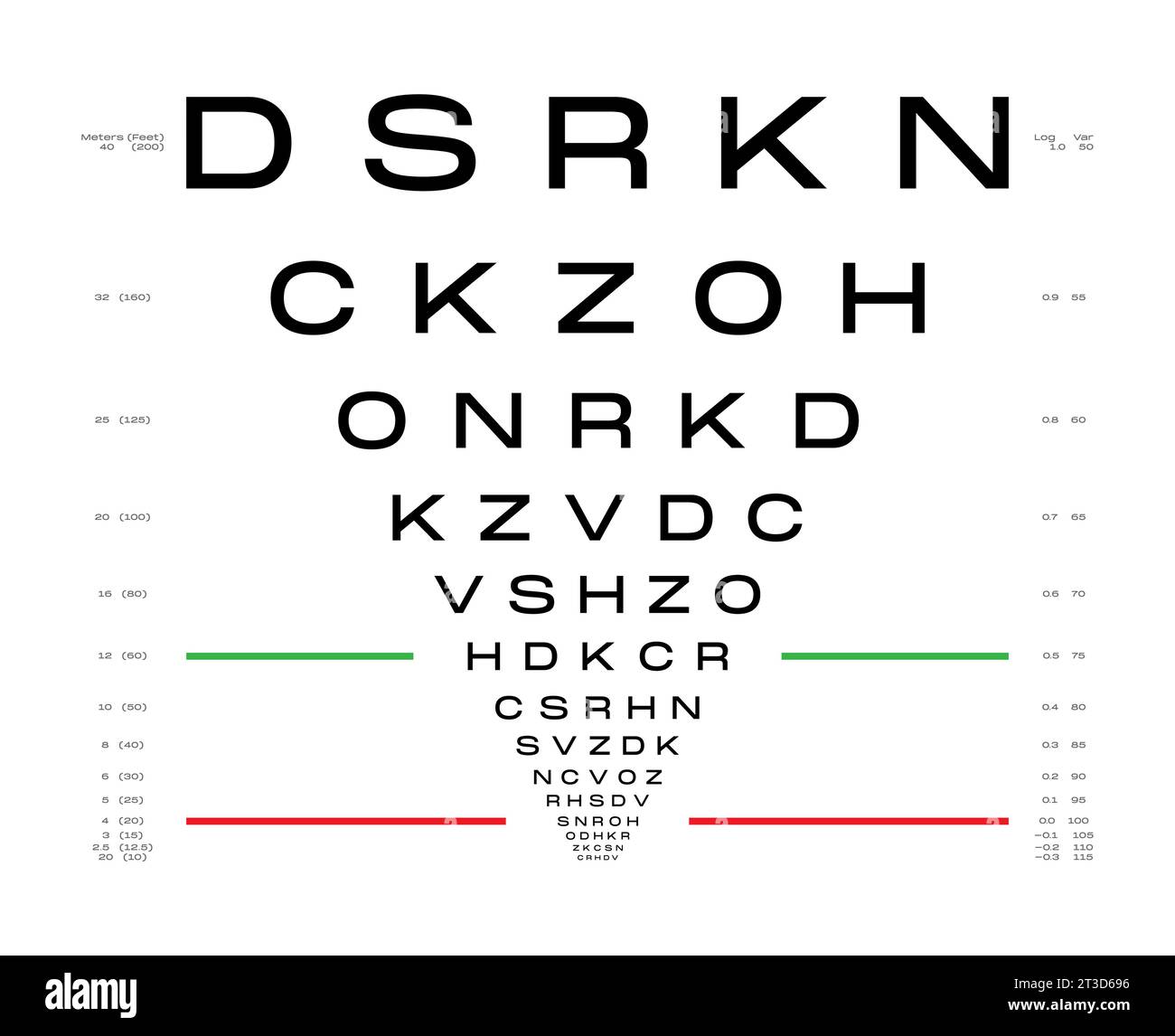 Logmar Chart Eye Test Chart Medical Illustration Line Vector Sketch