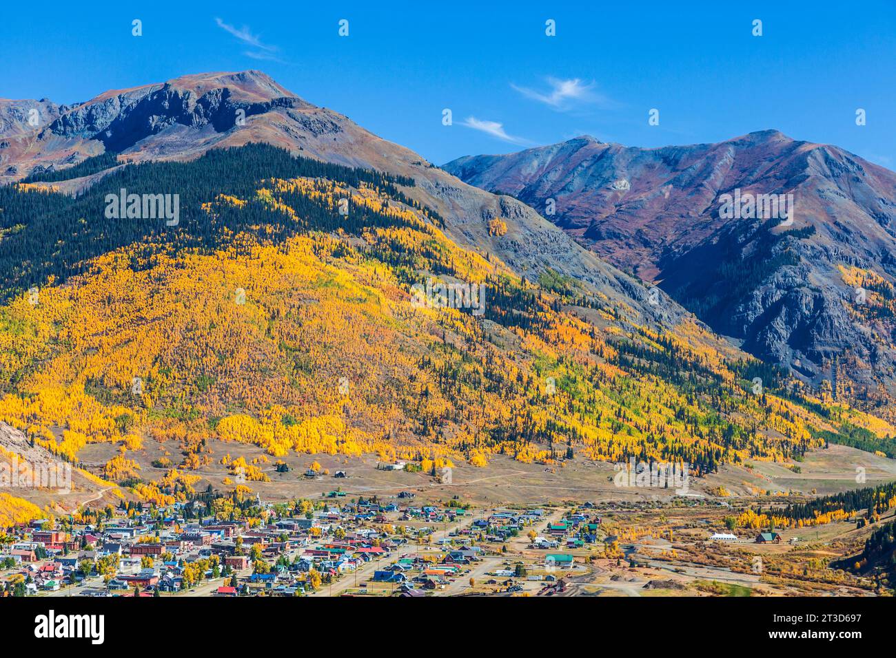 Autumn color at Silverton Colorado, on the Million Dollar Highway (US ...