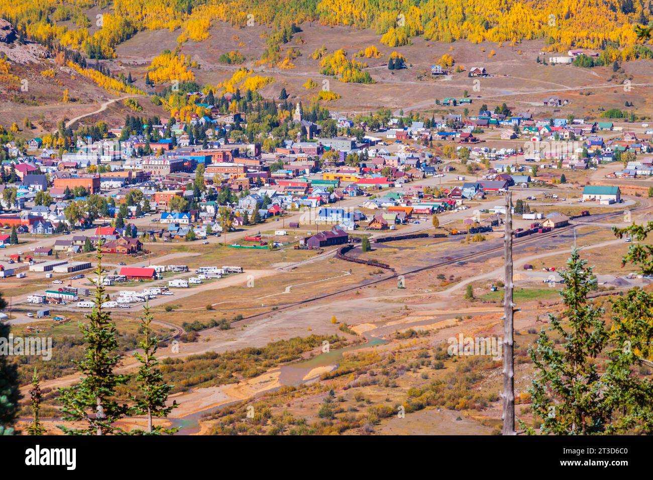Autumn color with Aspen trees turning orange and yellow in Silverton ...