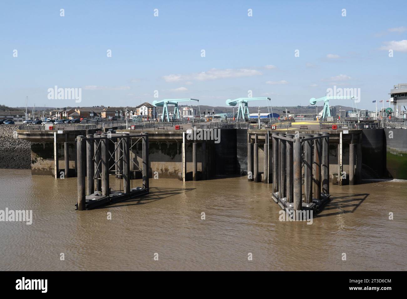 Cardiff bay barrage locks from the Barrage Pier Wales UK Stock Photo ...