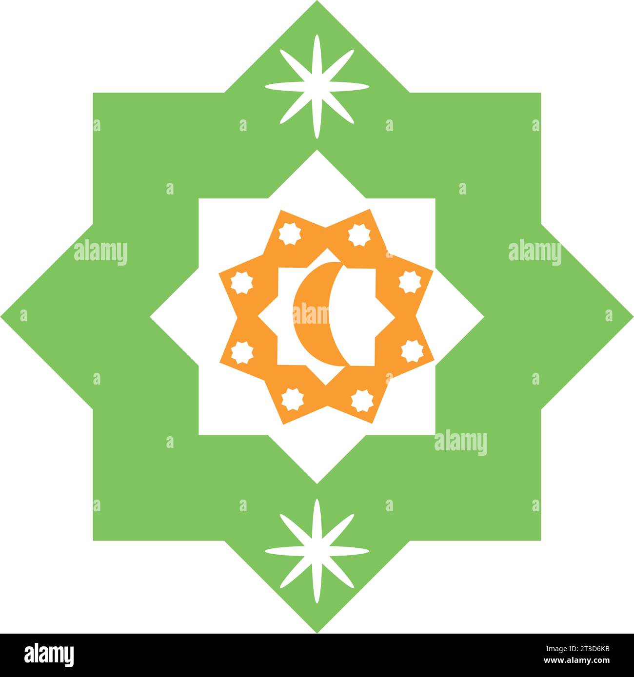 islamic star green with moon vector isolated Stock Vector Image & Art ...