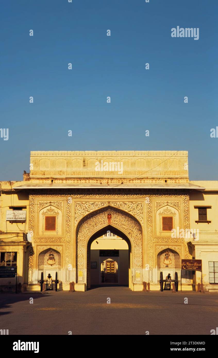 Gateway into the City Palace complex, Jaipur, Rajasthan, India Stock ...