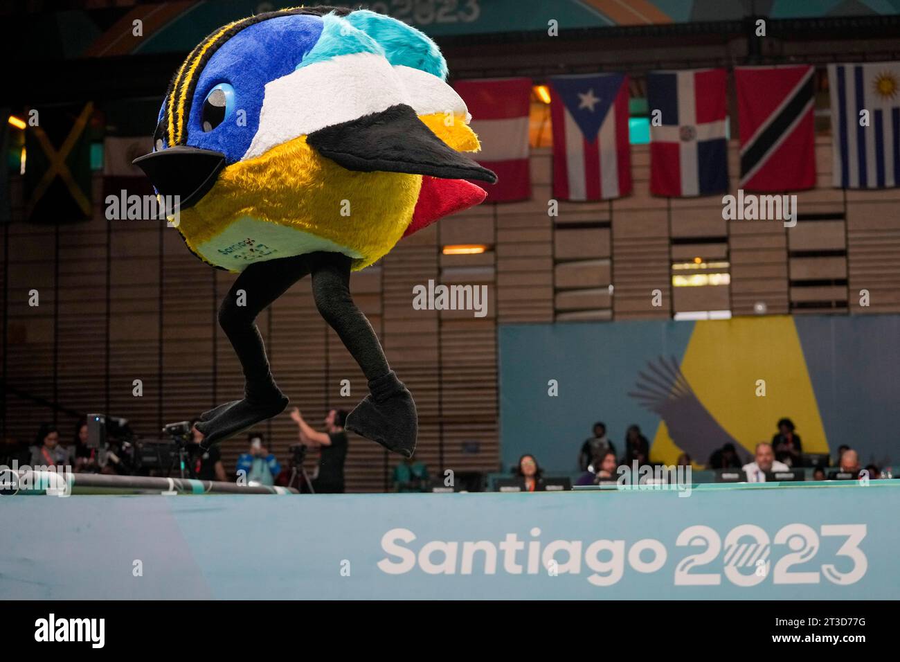 Fiu, the Official mascot of the Pan American Games performs prior to ...