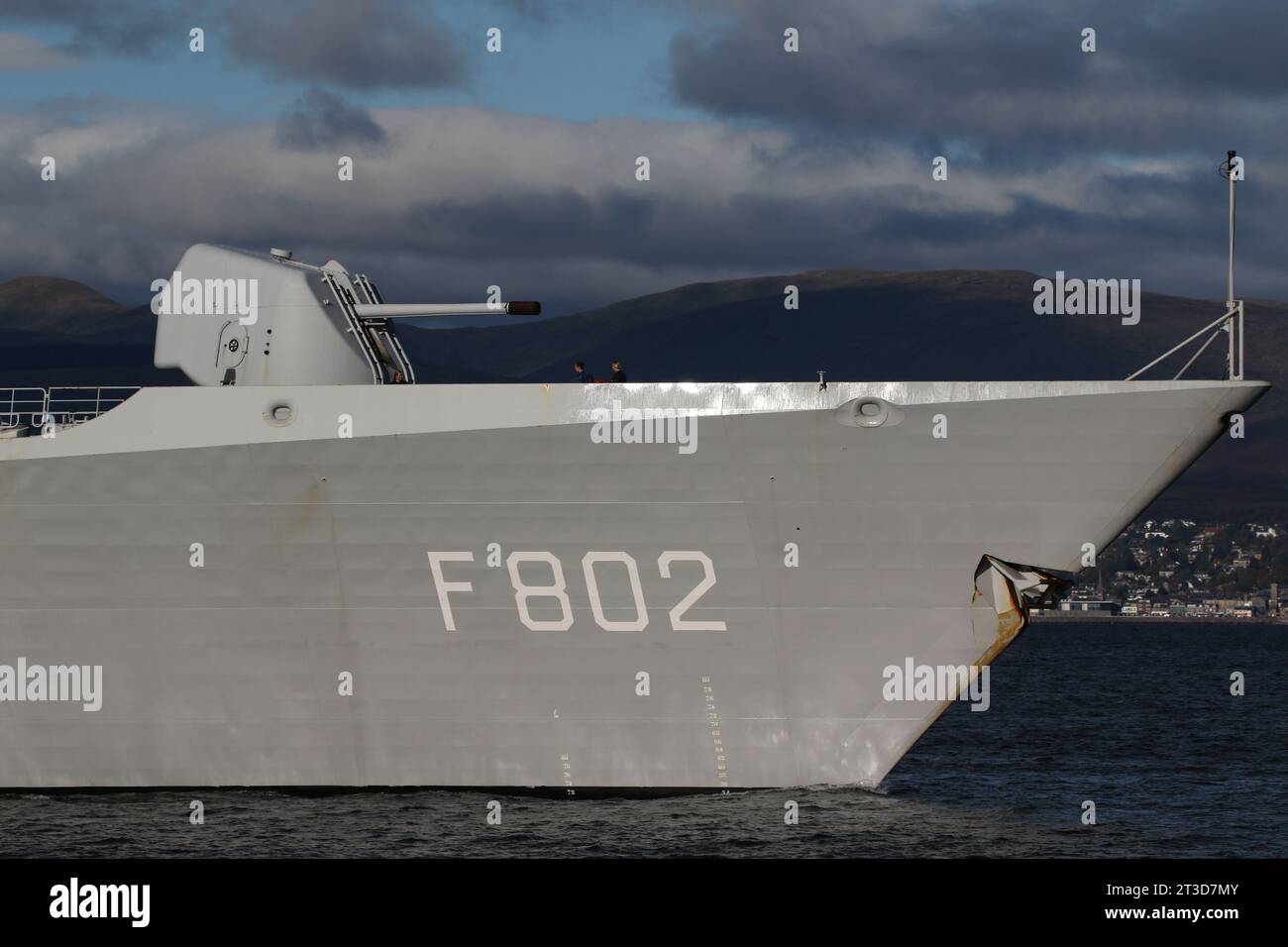 An OTO Melara (Otobreda) 127/54 Compact naval gun, the main weapon on ...