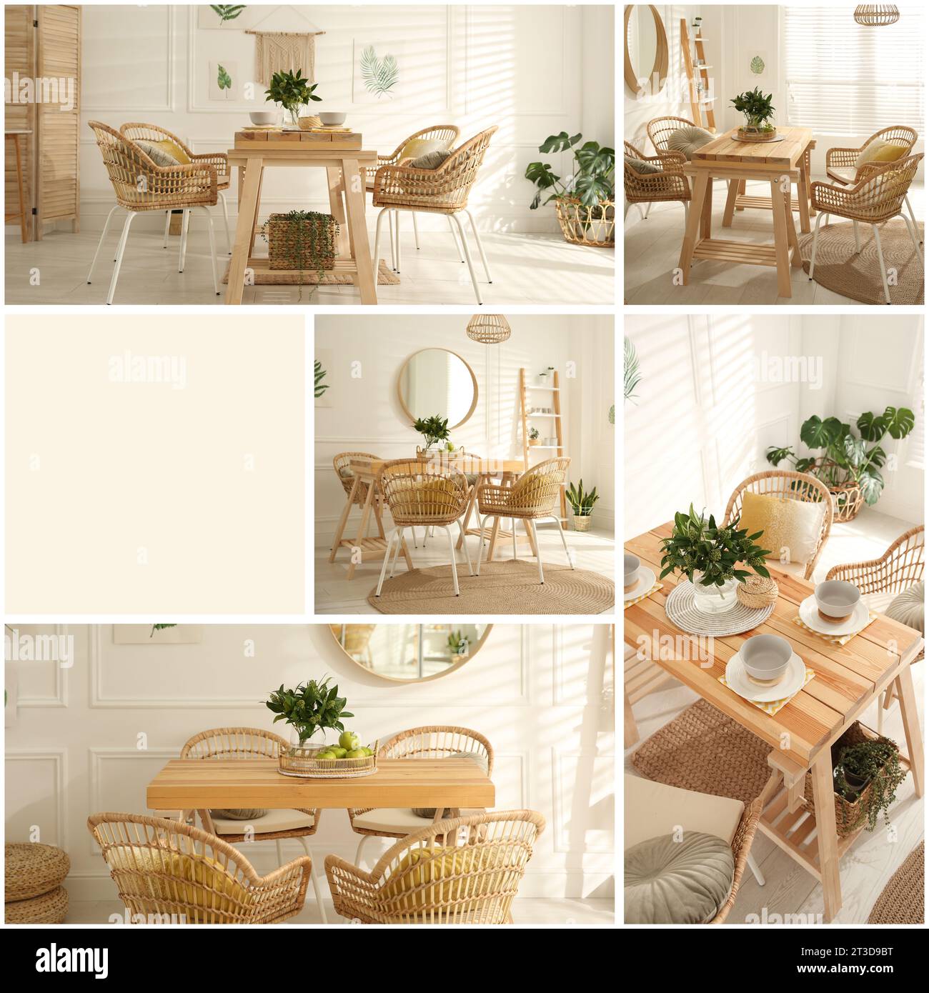 Ideas of stylish dining room interior design, collage of photos. Space ...