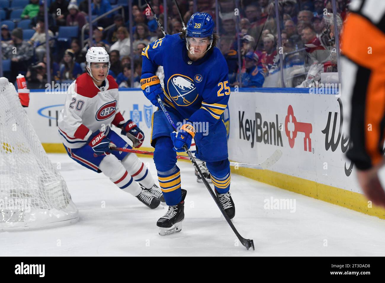Buffalo Sabres defenseman Owen Power (25) skates with the puck during ...